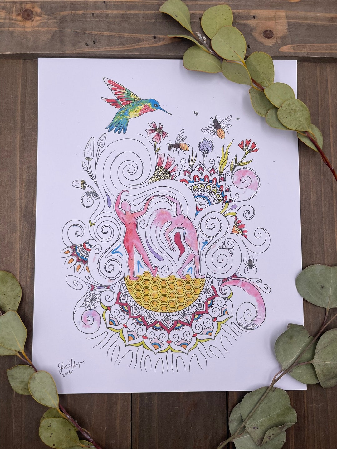 Psychedelic Pollinator Garden Art Print - Etsy