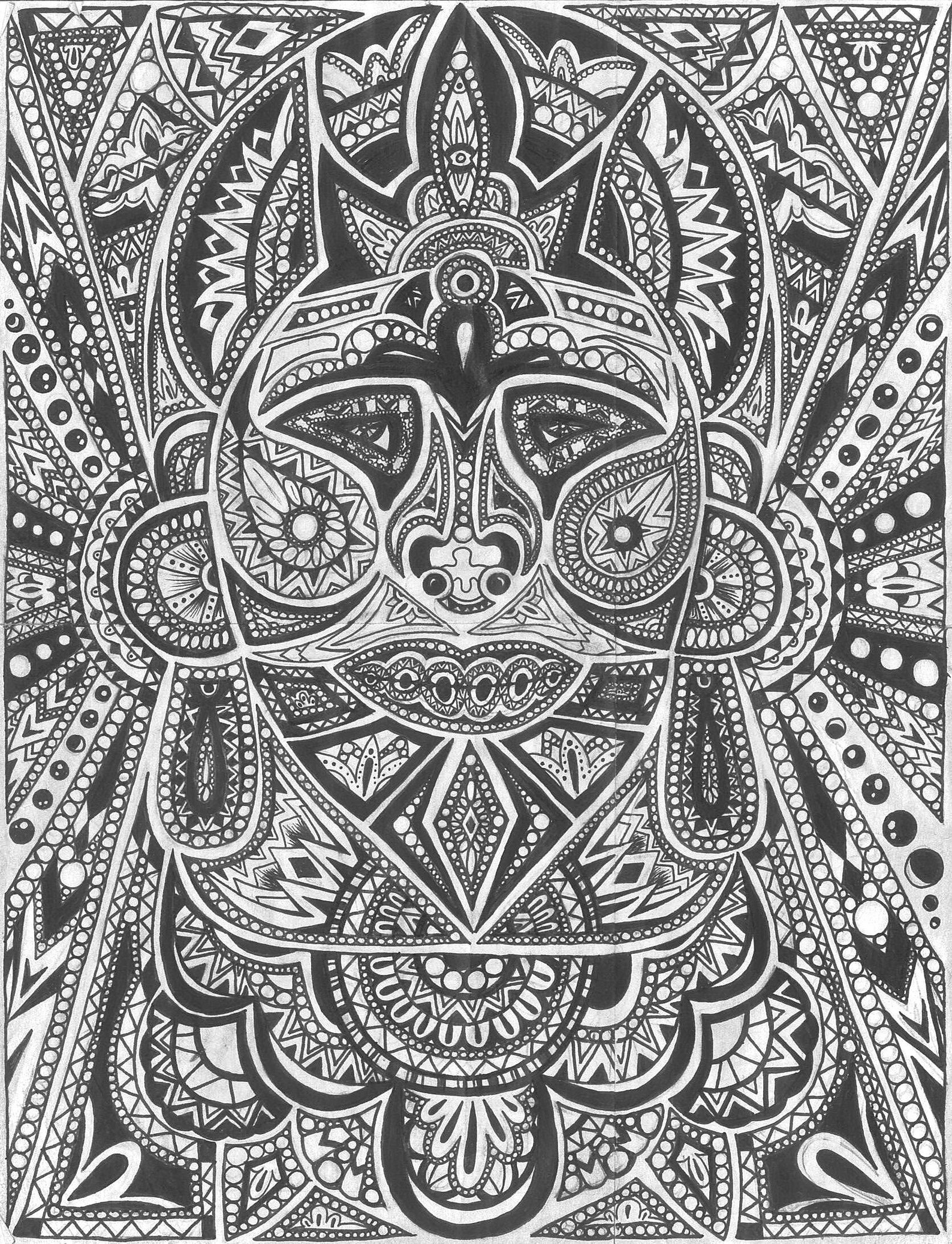 Black and White Aztec Art Print - Etsy