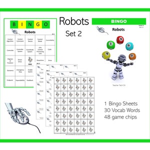 Robots Bingo Game Sets 1-4 (free Bonus Set #5) - Etsy