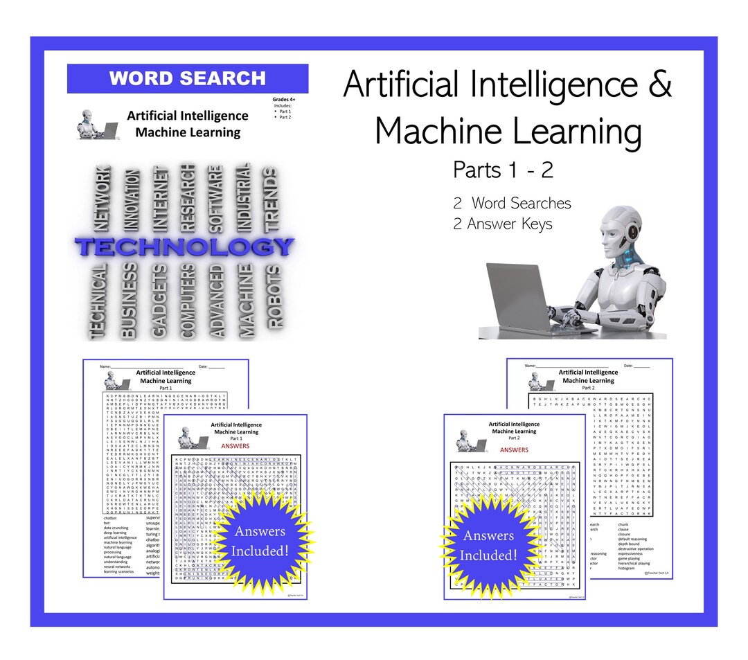 Artificial Intelligence & Machine Learning Word Search Parts 1-2 - Etsy