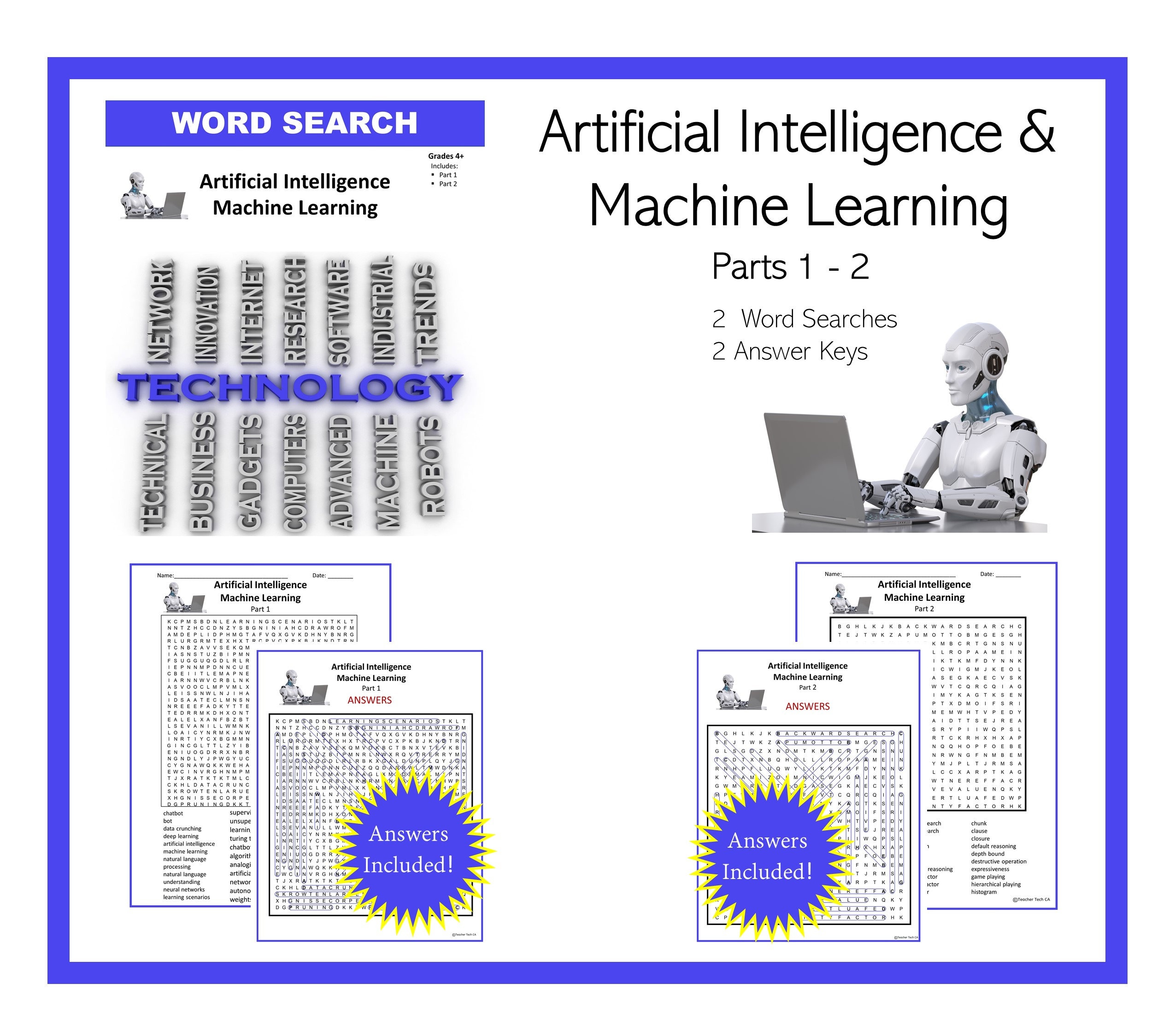 Artificial Intelligence & Machine Learning Word Search Parts 1-2 - Etsy