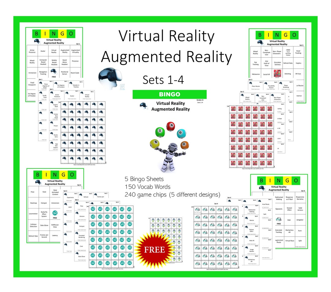 Virtual Reality & Augmented Reality Bingo Games Sets 1-4 (48 FREE Bingo ...
