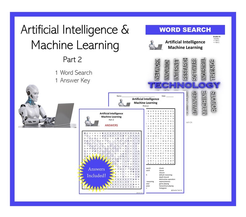 Artificial Intelligence & Machine Learning Word Search Parts 1-2 - Etsy
