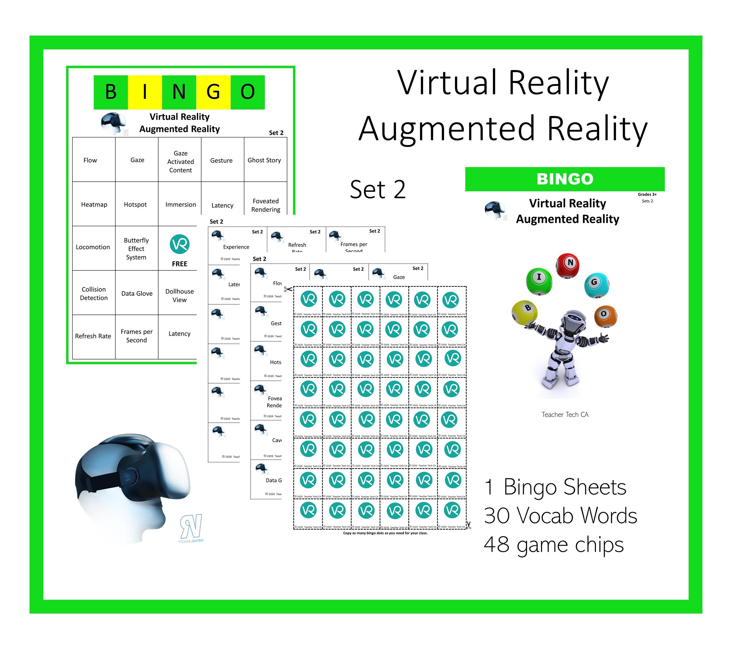 Virtual Reality & Augmented Reality Bingo Games Sets 1-4 (48 FREE Bingo ...