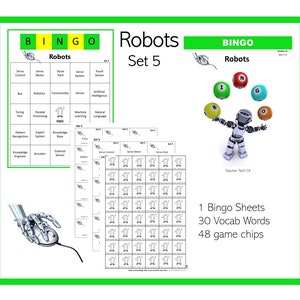 Robots Bingo Game Sets 1-4 (free Bonus Set #5) - Etsy