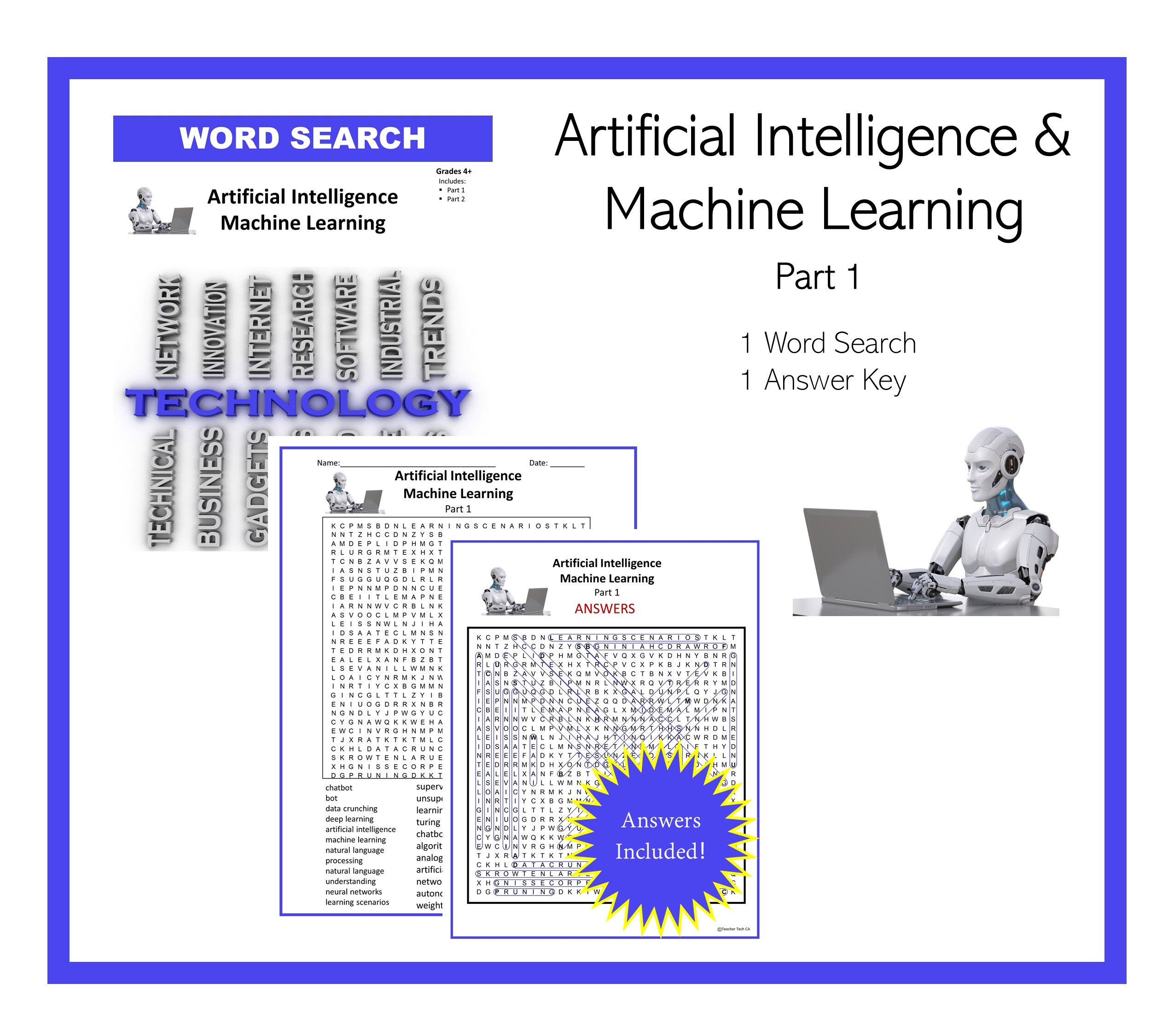 Artificial Intelligence & Machine Learning Word Search Parts 1-2 - Etsy