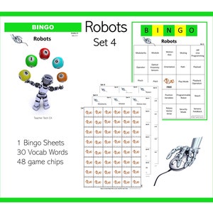 Robots Bingo Game Sets 1-4 (free Bonus Set #5) - Etsy