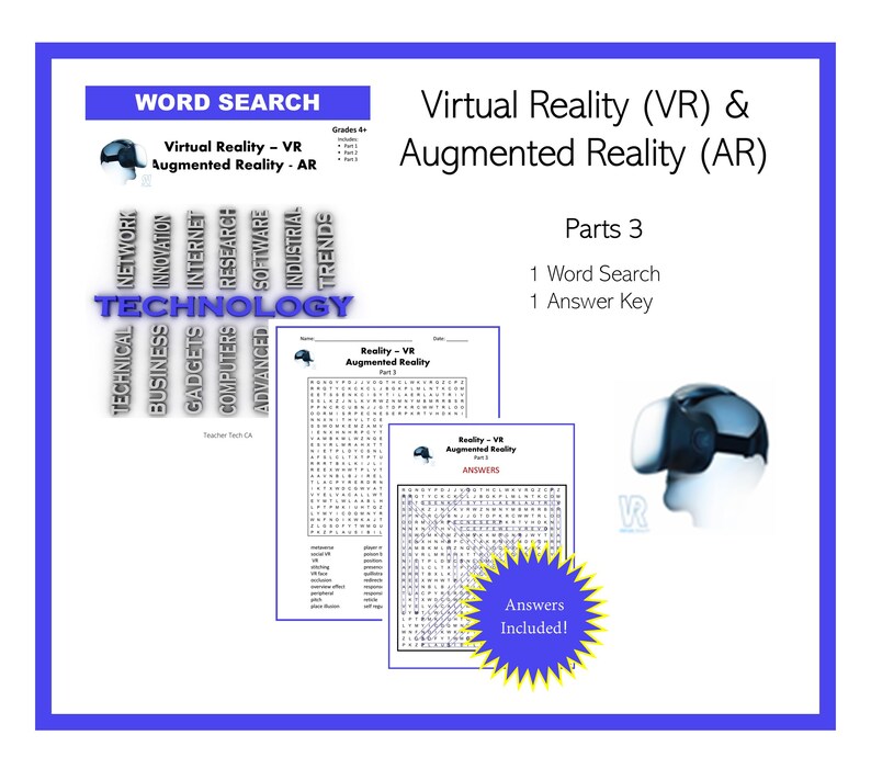 Virtual Reality & Augmented Reality Word Search Parts 1-3 - Etsy