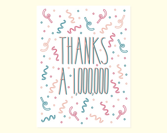 Thank You Card. Thanks A Million. Fun Thank You Card. Thank You ...