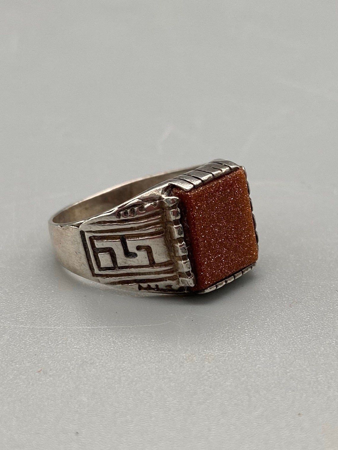 Sterling Silver Moroccan Men's Ring Geometric Design - Etsy