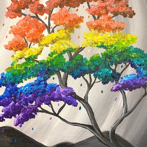 Rainbow Bonsai Tree Painting - Etsy