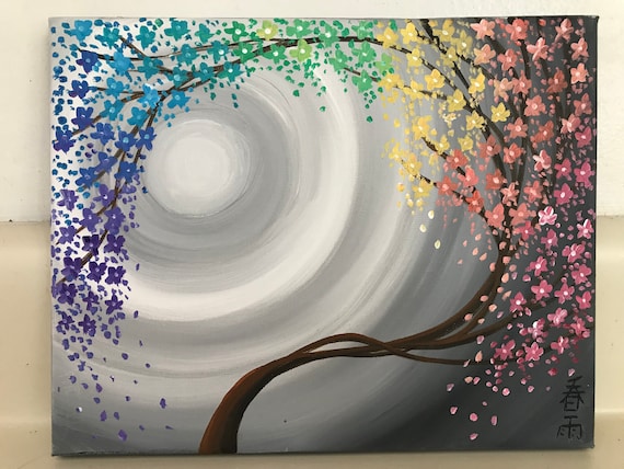 Rainbow cherry blossom tree. | Etsy