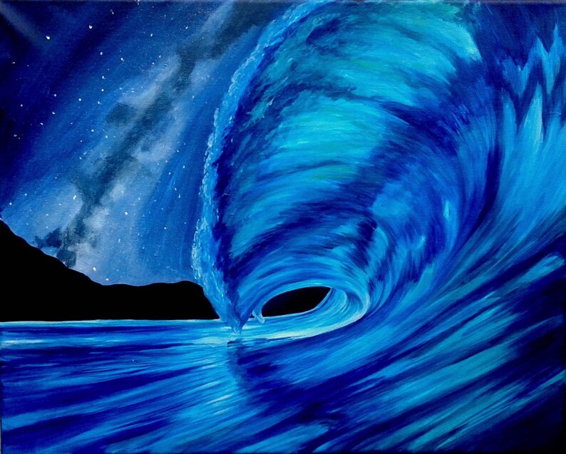 Milky Way Wave Art, Surf Painting on Canvas - Etsy