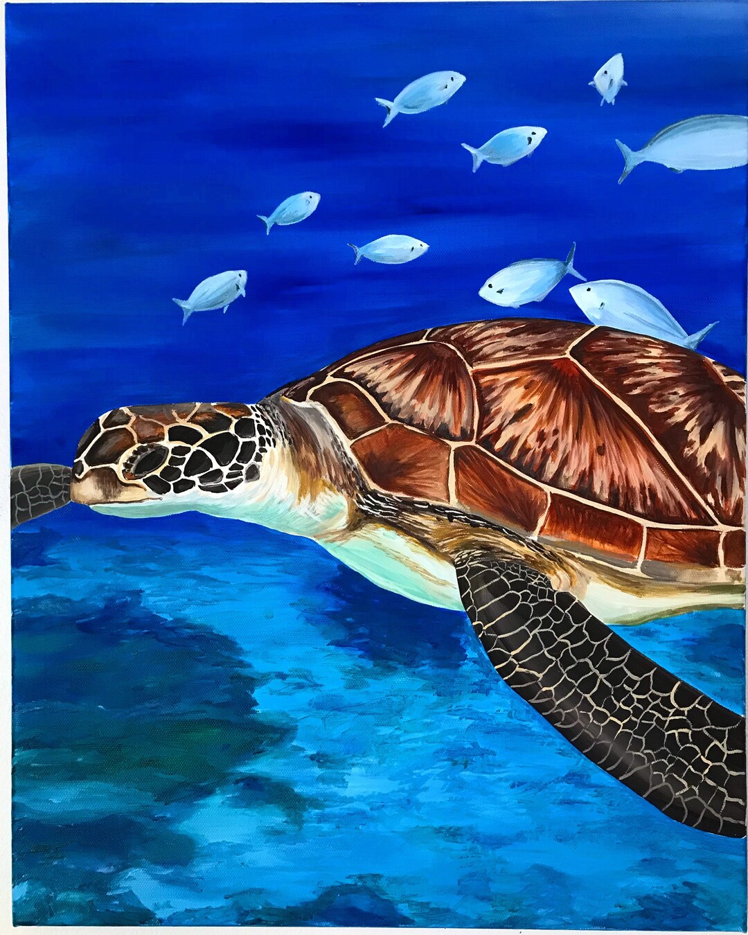 Hawaiian Sea Turtle Art Print, Honu Artwork (11x14 Matted) - Etsy