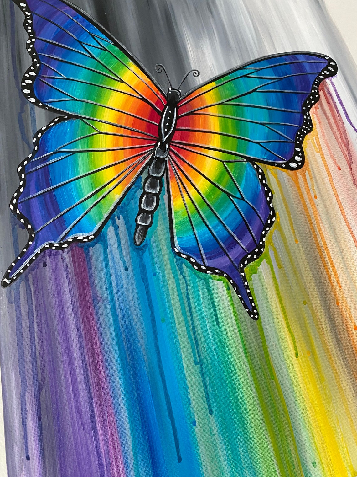 Rainbow drip butterfly | Etsy