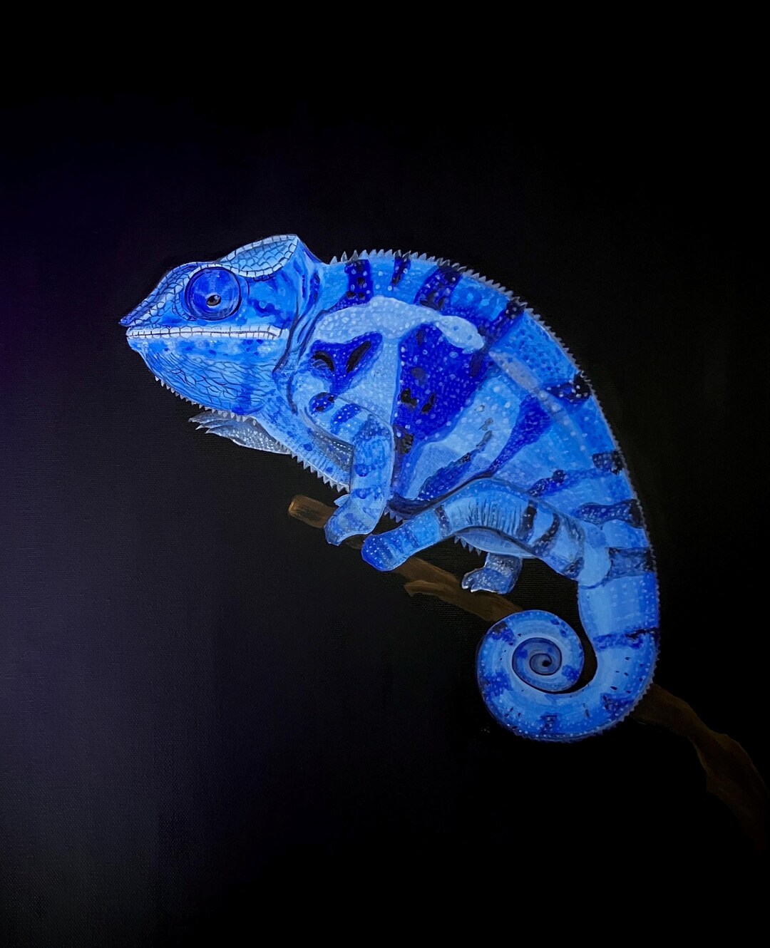 Blue Chameleon Painting - Etsy