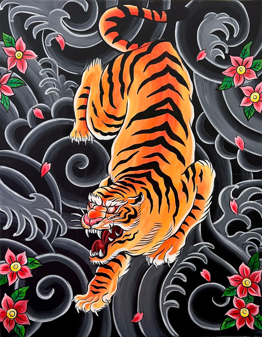 Tiger Art Japanese Style Painting - Etsy