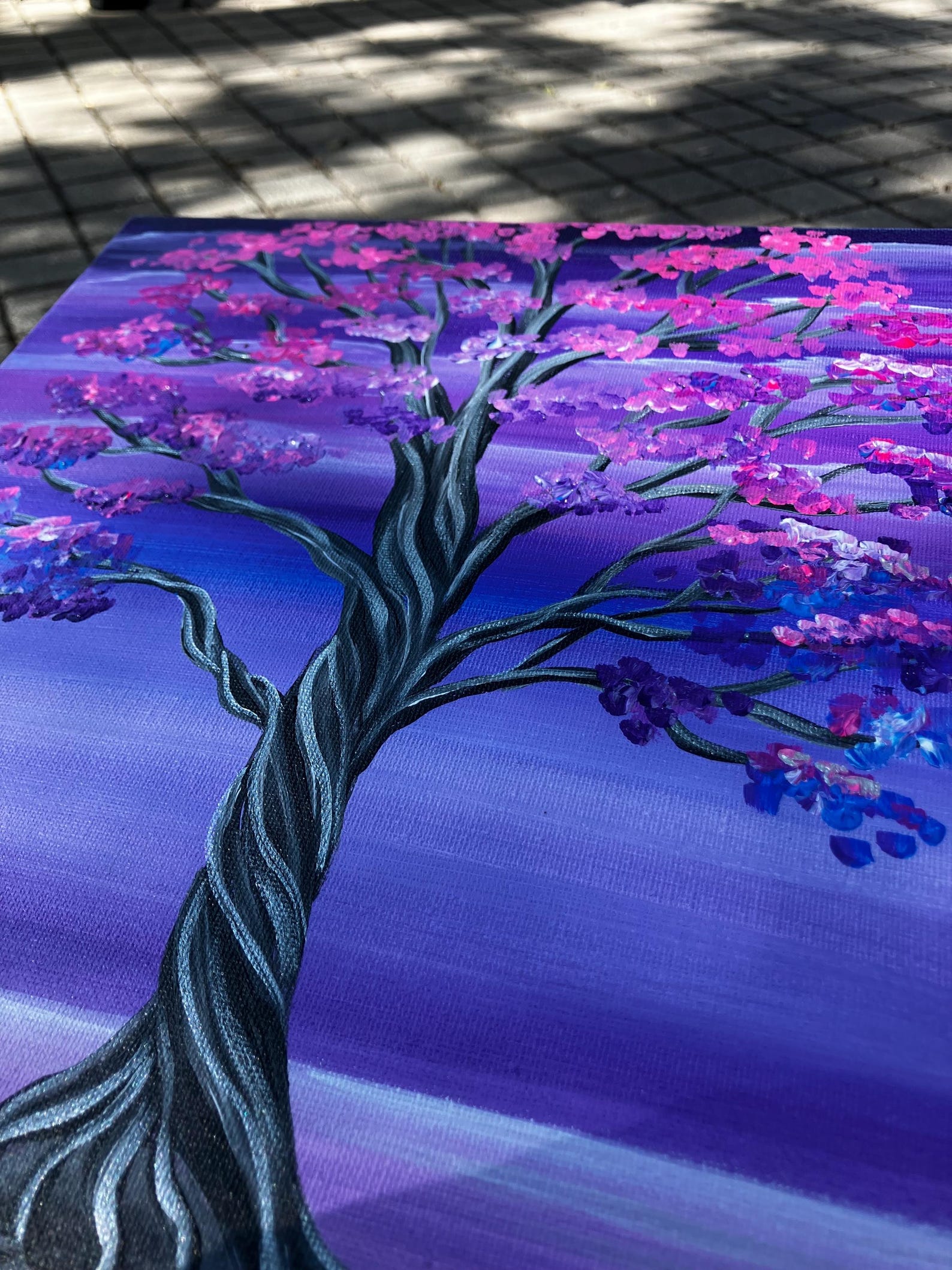 Purple Tree Painting - Etsy