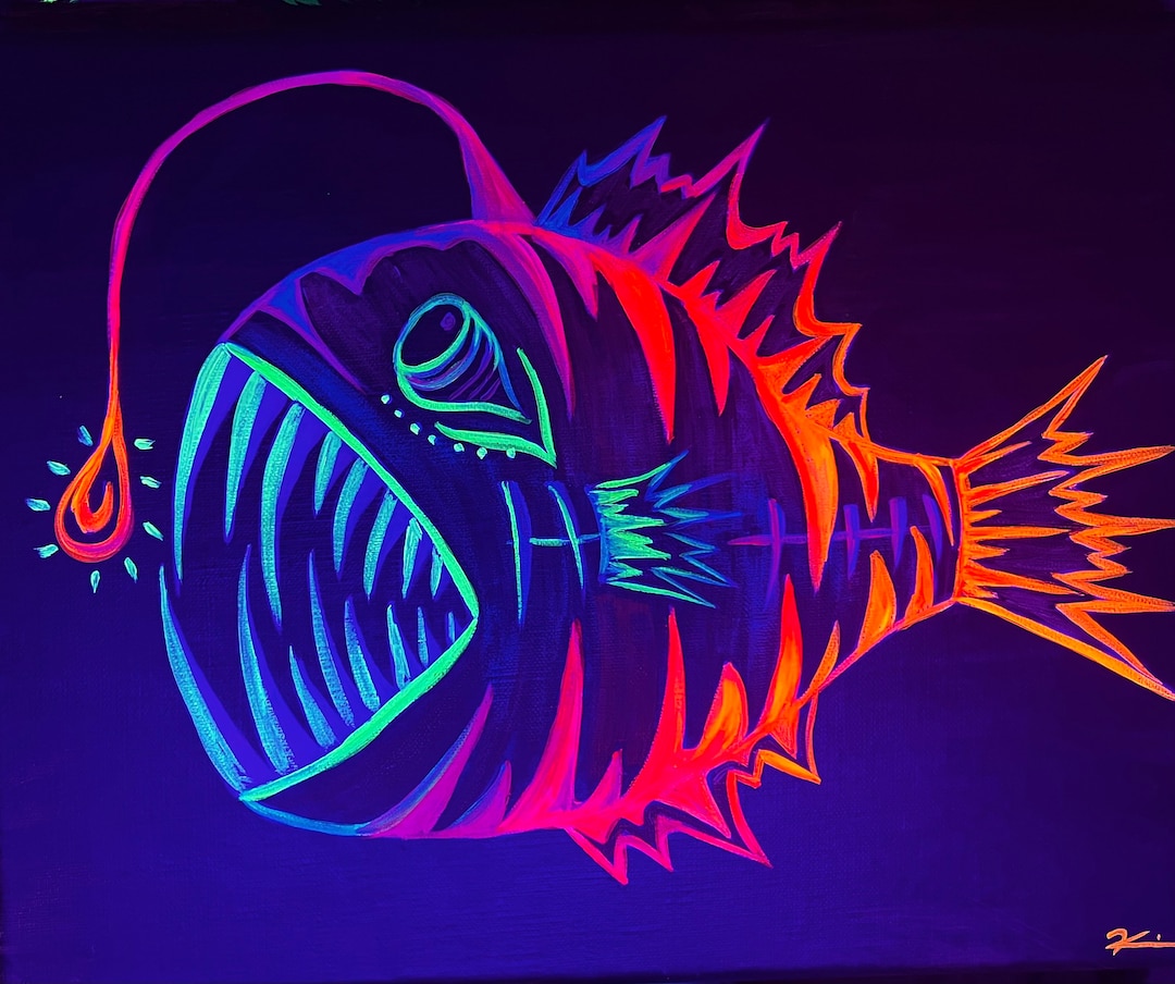Black Light Angler Fish - Etsy