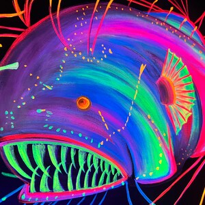 Black Light Anglerfish Painting - Etsy