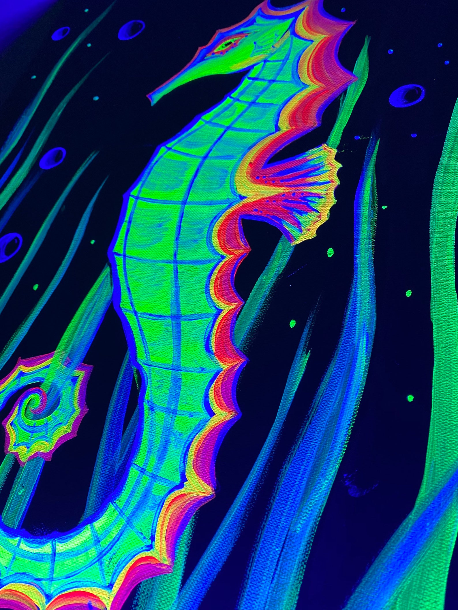 Black Light Seahorse Painting - Etsy