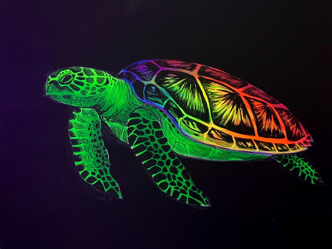 Blacklight Turtle Painting - Etsy