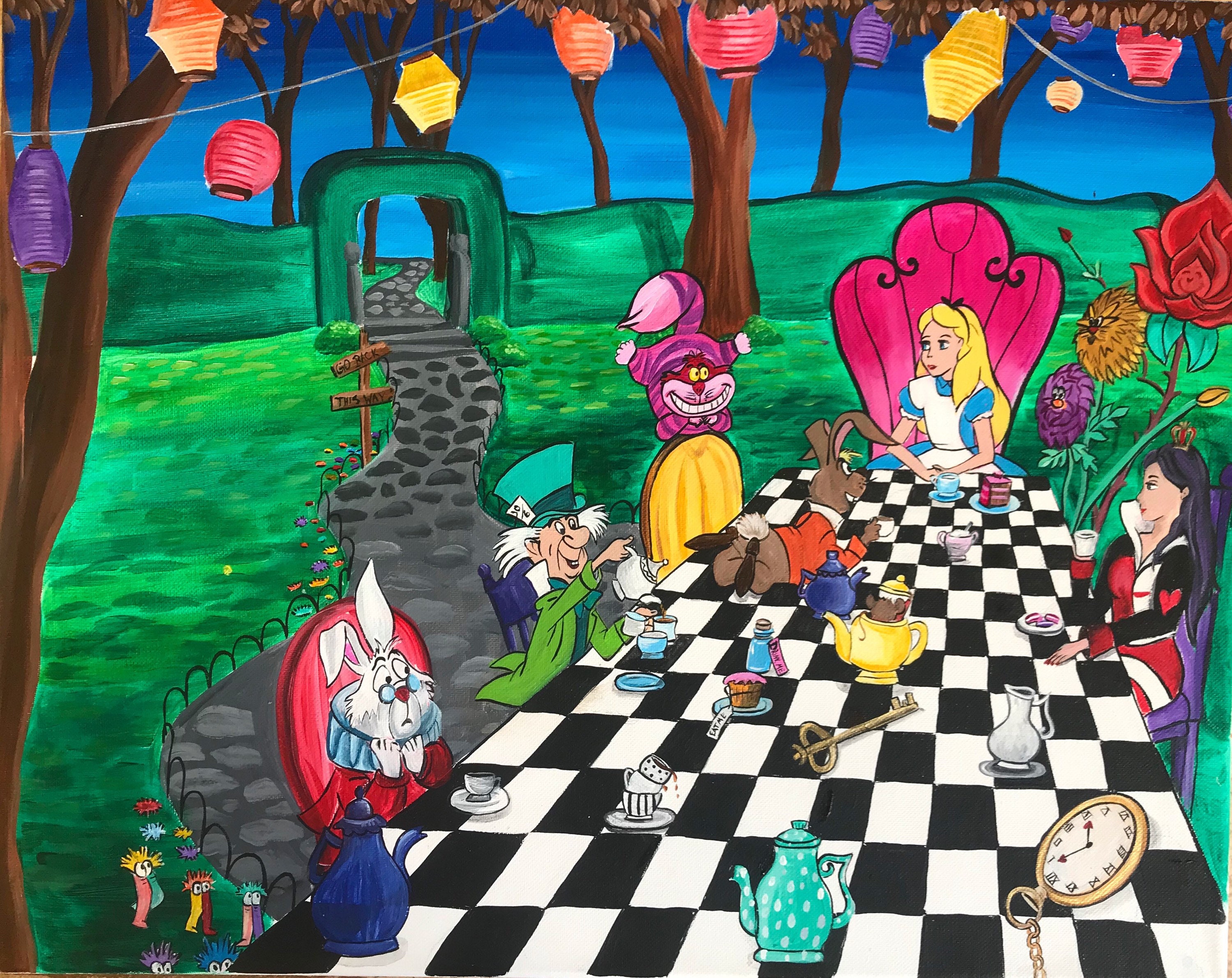 Alice In Wonderland Cartoon Tea Party