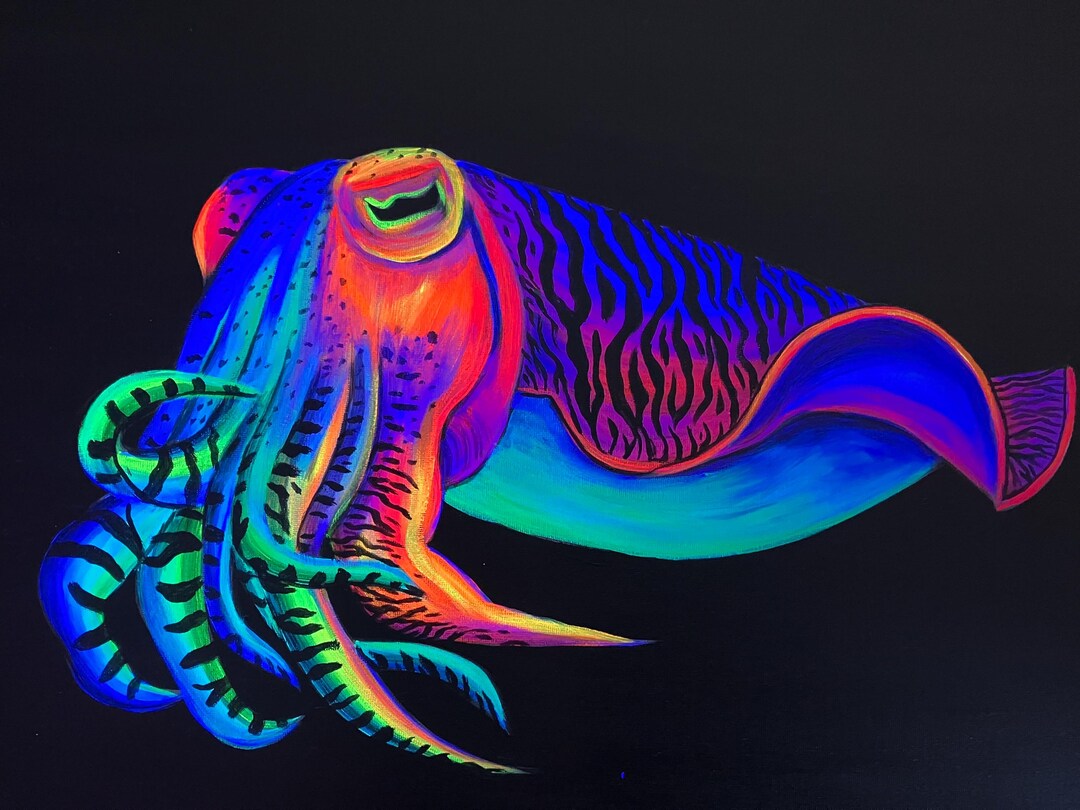 Blacklight Cuttlefish Painting - Etsy