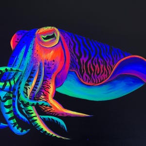 Blacklight Cuttlefish Painting - Etsy