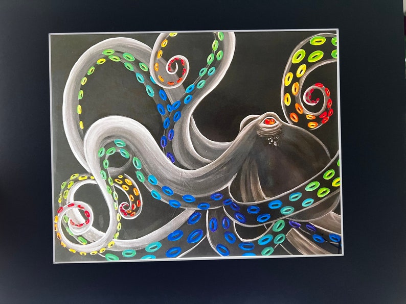 Black Rainbow Octopus Painting - Etsy
