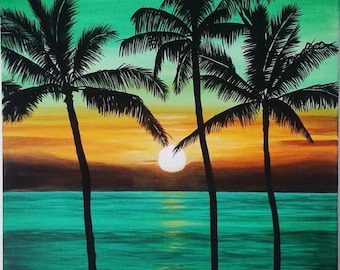 Tropical Sunset River Rock - Etsy