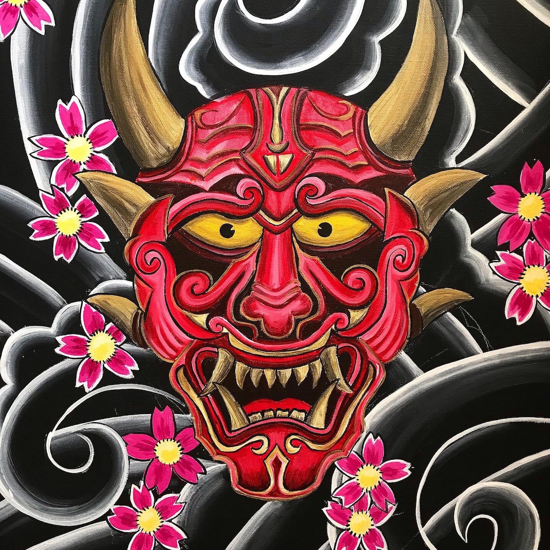 Japanese Oni Painting - Etsy