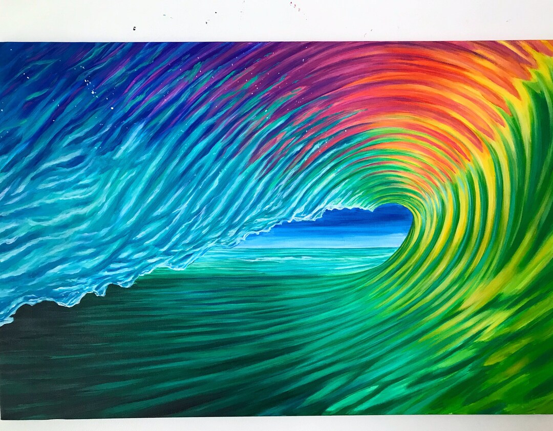 Rainbow Wave Art - Etsy