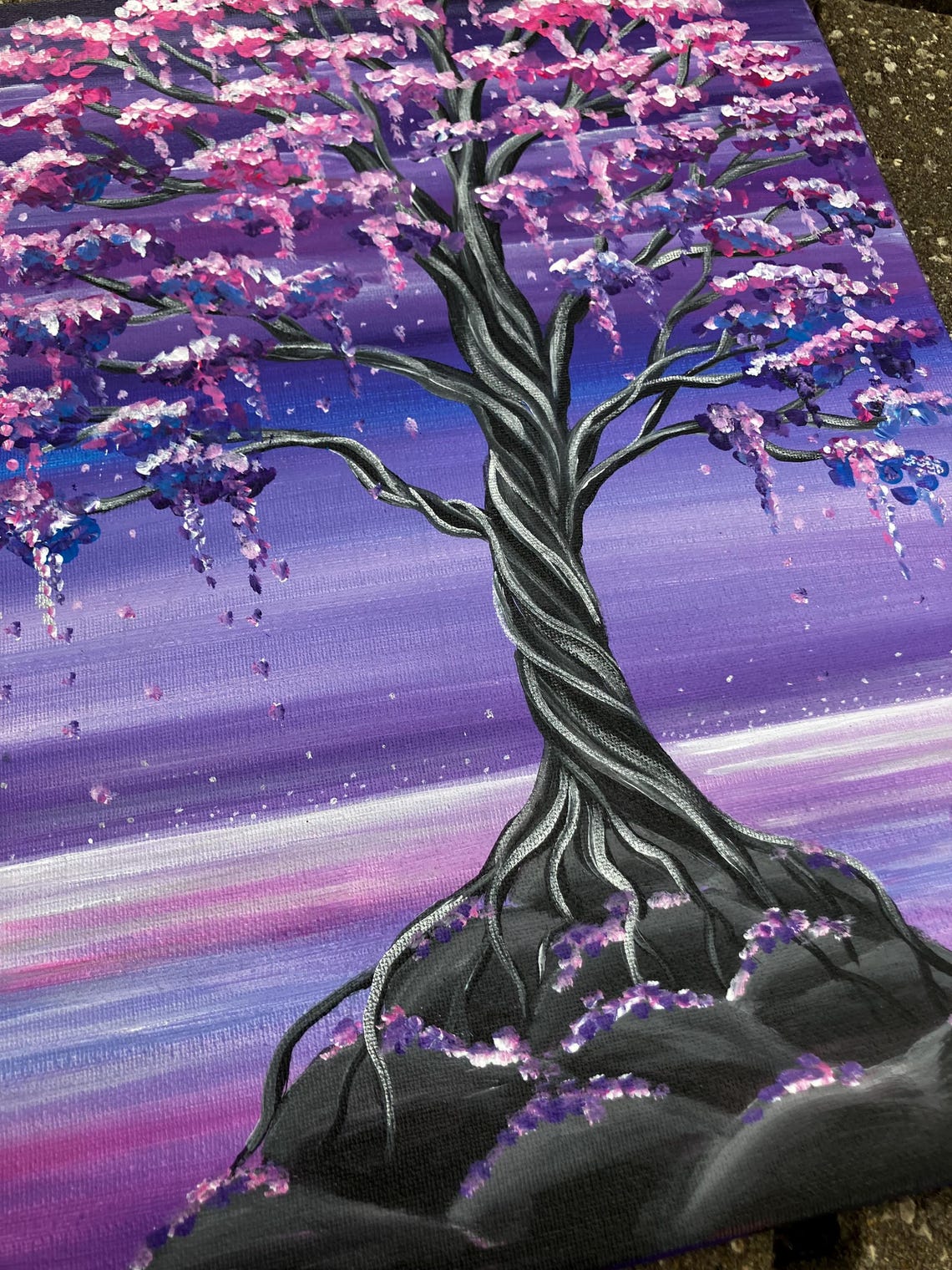 Purple Tree Painting - Etsy
