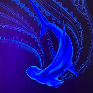 Tribal Hawaiian Shark Blacklight up Reactive Painting - Etsy