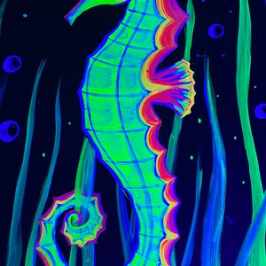Black Light Seahorse Painting - Etsy