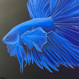 Blue Betta Fish Art - Etsy