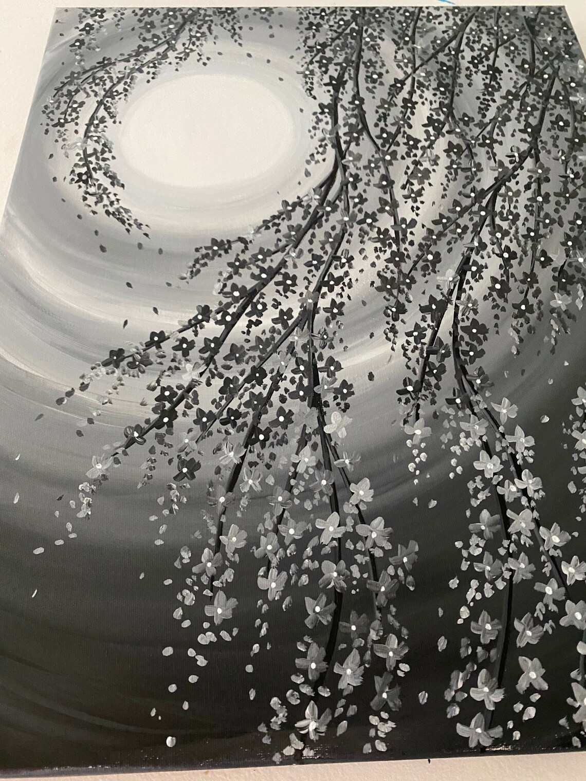 Spring Moon Cherry Blossom Painting | Etsy