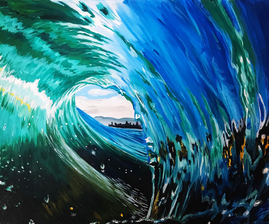 Blue Wave Painting - Etsy