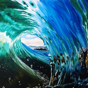 Blue Wave Painting - Etsy