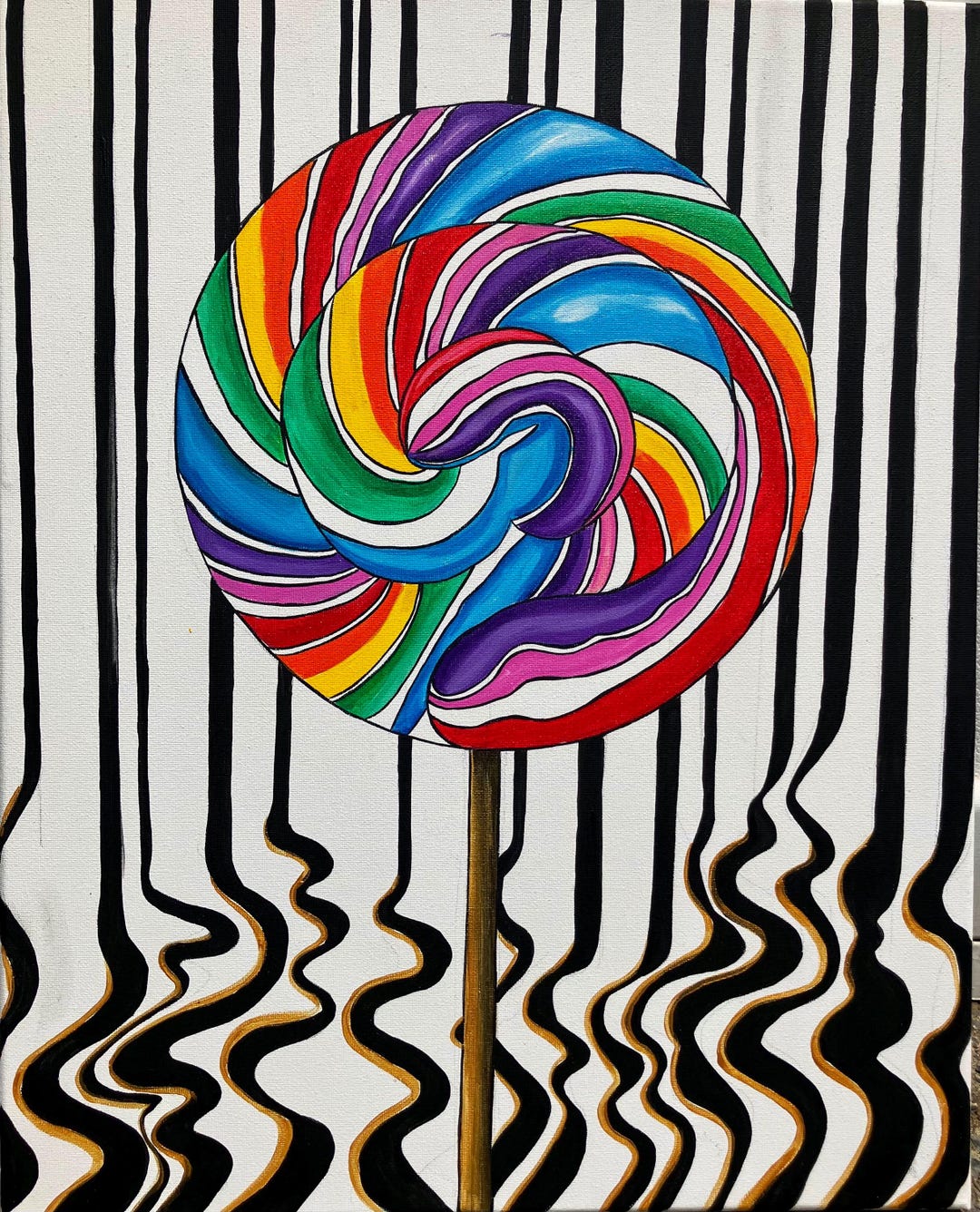 Rainbow Lollipop Painting - Etsy