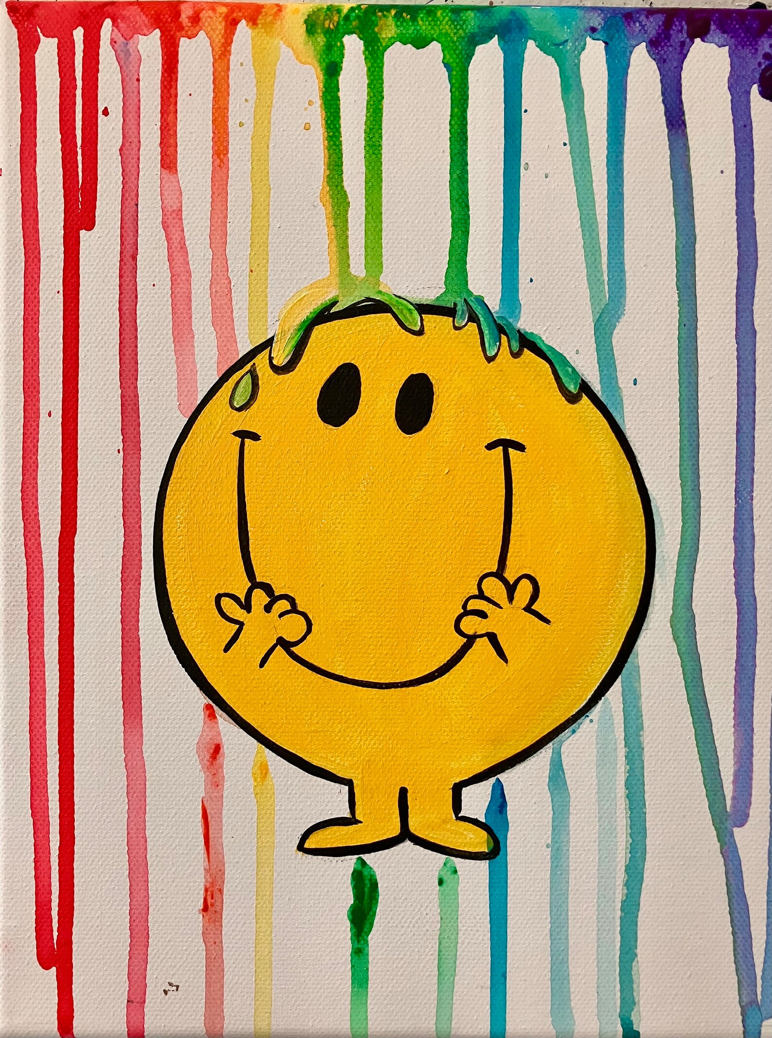 Mr. Happy Rainbow Drip Art - Etsy