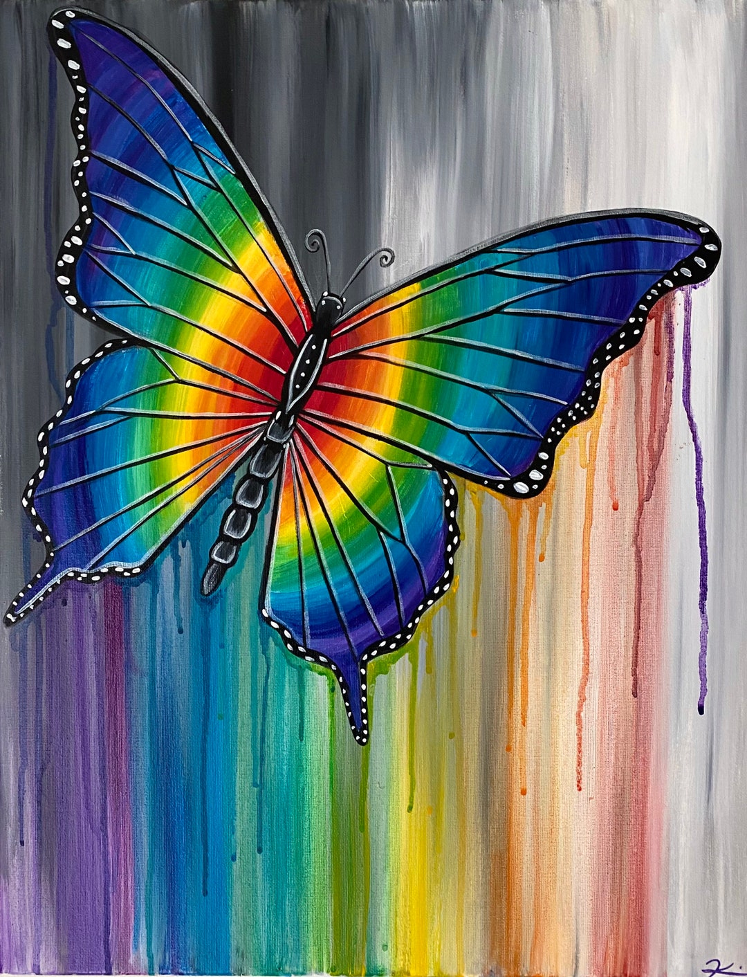 Rainbow Drip Butterfly - Etsy