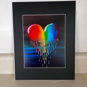 Rainbow Drip Heart Art - Etsy