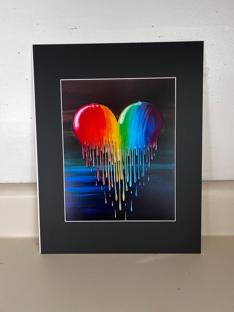 Rainbow Drip Heart Art - Etsy
