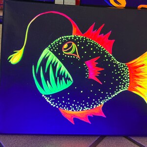 Black Light Angler Fish Painting - Etsy