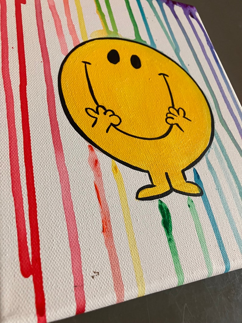 Mr. Happy Rainbow Drip Art - Etsy