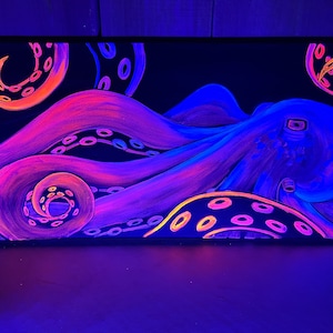Black Light Octopus Painting - Etsy
