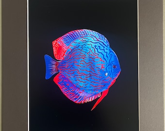 Discus Art Print Abstract Tropical Fish Watercolor Painting Wall Decor ...