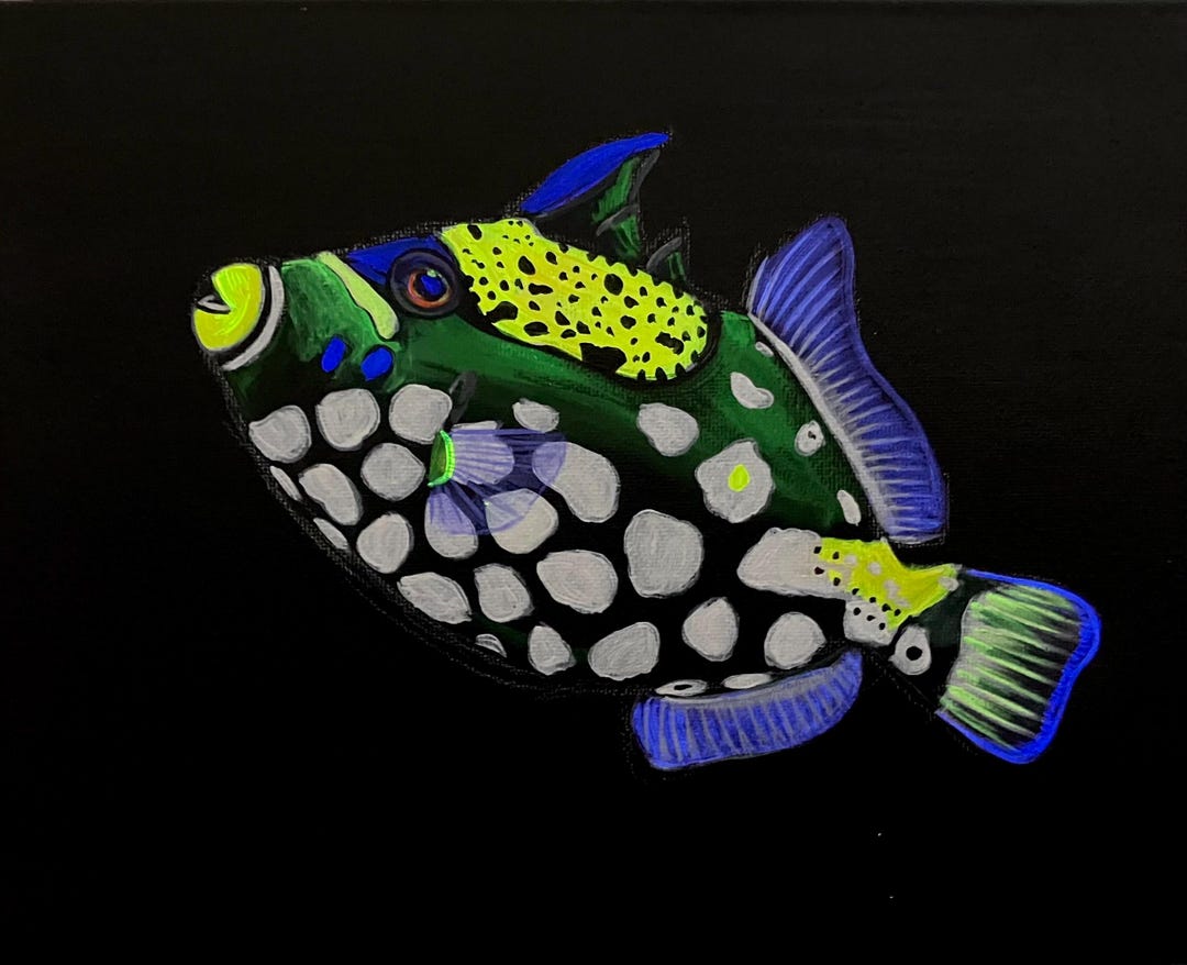 Clown Triggerfish Black Light Original Painting - Etsy
